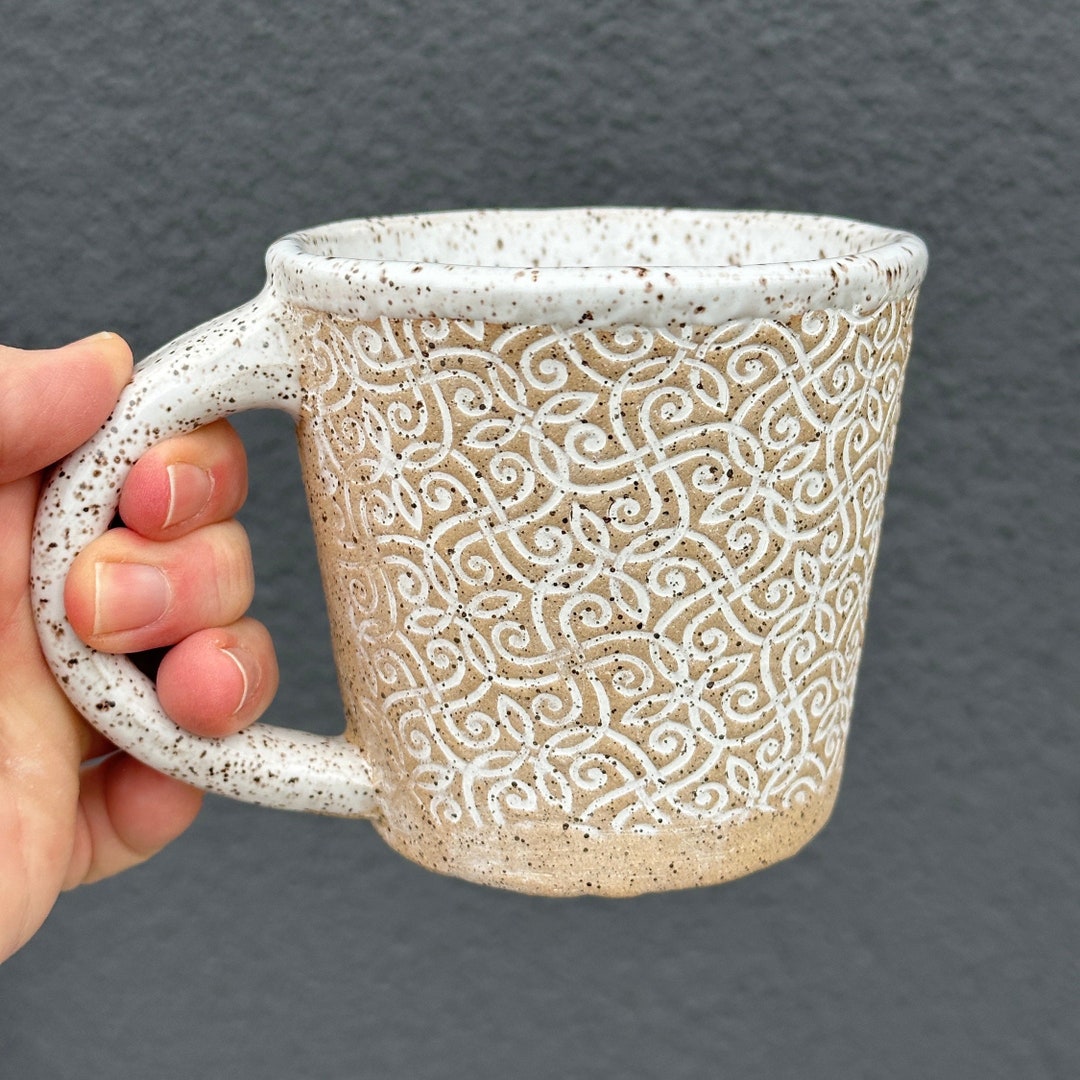 Slab-built Moroccan Style White Pattern Textured Mug - Made to Order - Etsy
