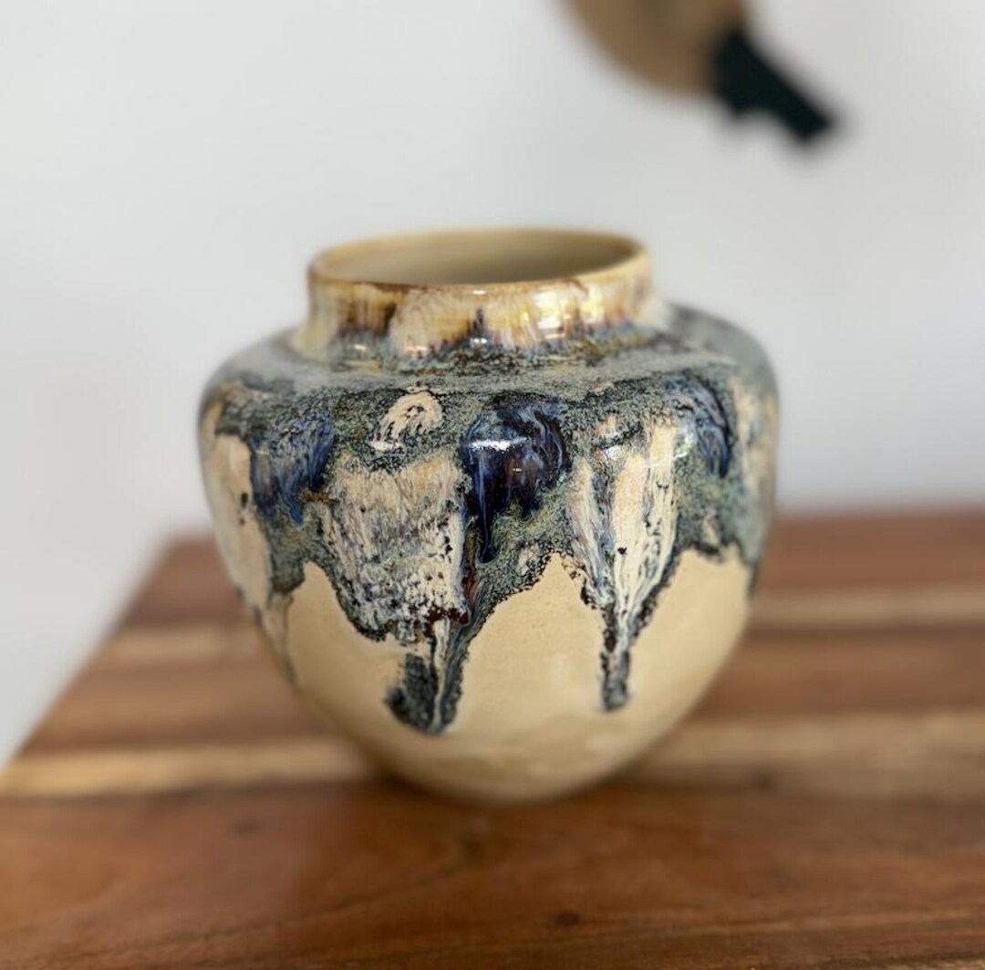 Drippy Glaze Ceramic Vase: Wheel-thrown Pottery Art - Etsy