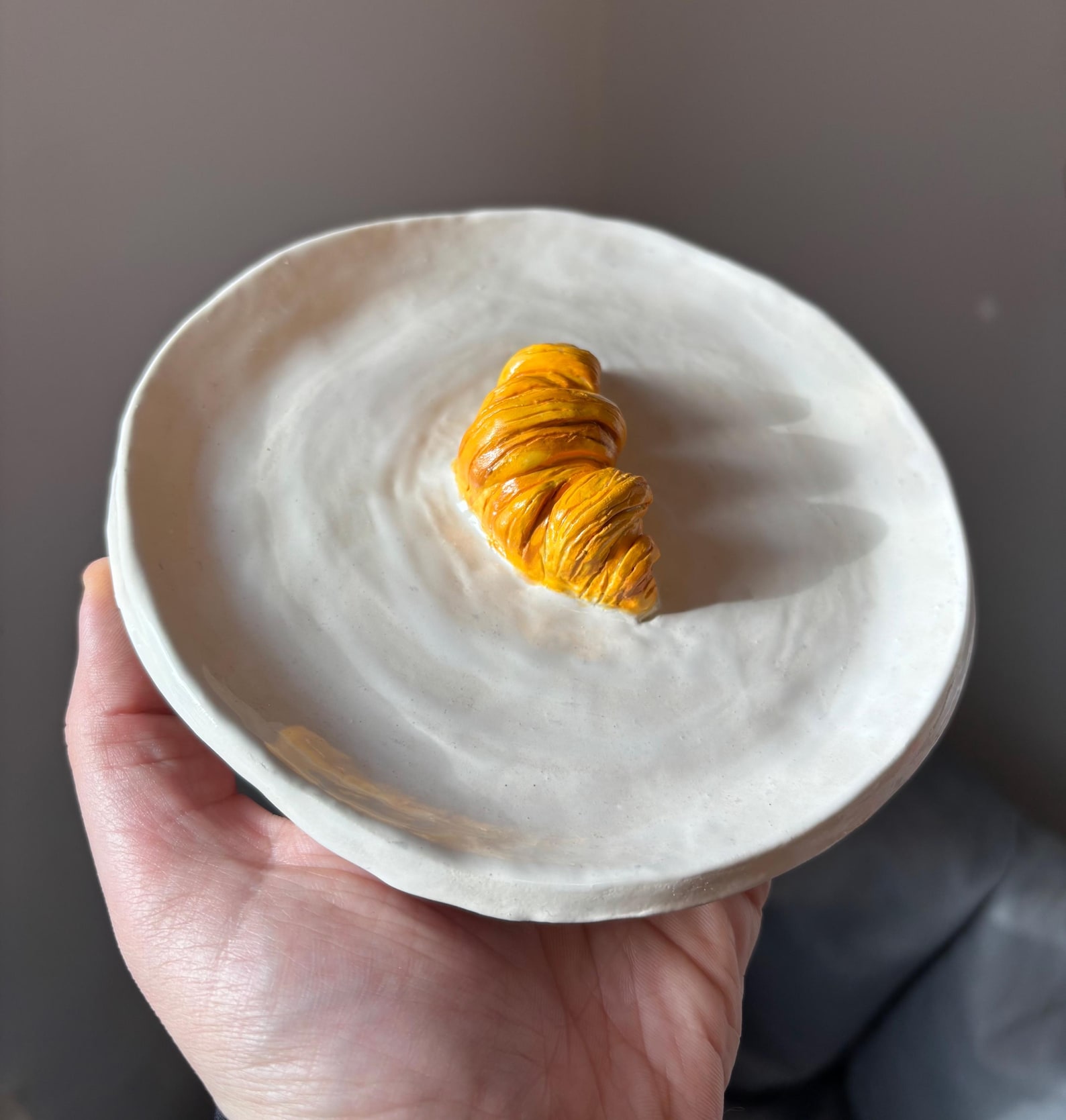 Croissant Plate - Handcrafted Ceramic Croissant Art, Realistic Food ...