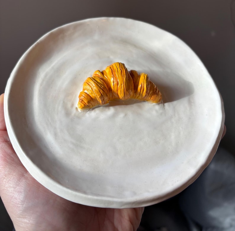 Handcrafted Ceramic Croissant Plate: Food Lover Gift - Etsy