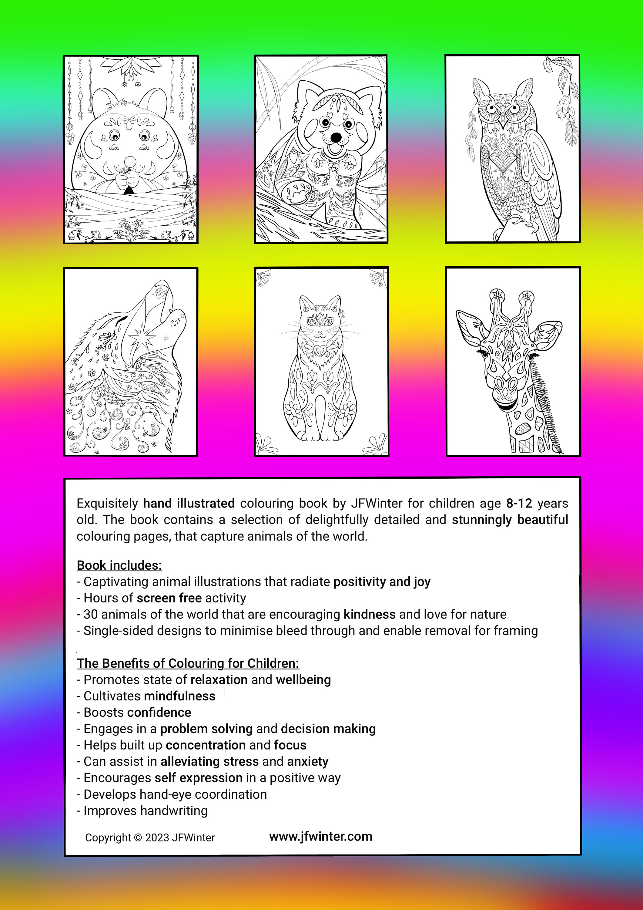 Mindful Colouring Animals for Children Age 8-12, Printable PDF Download ...