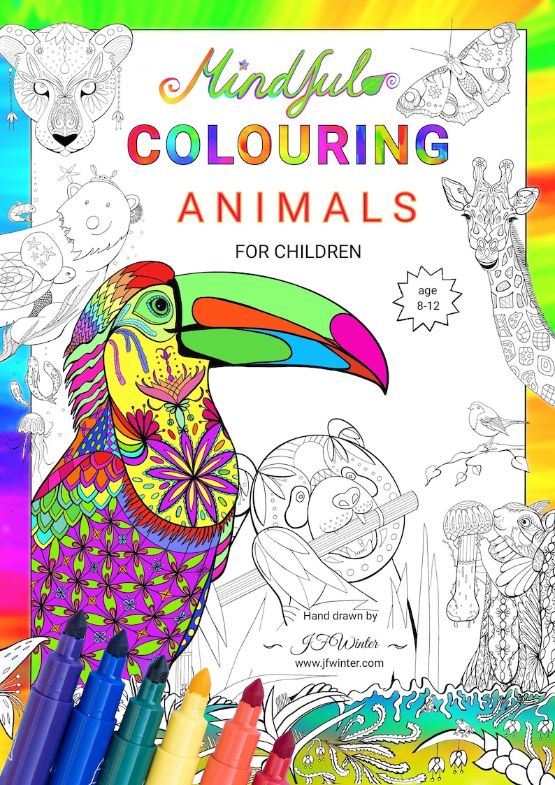 Mindful Colouring Animals for Children Age 8-12, Printable PDF Download ...