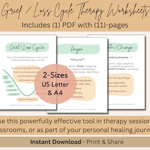 Grief Loss Cycle Therapy Worksheets Printable 11-pages PDF - Etsy