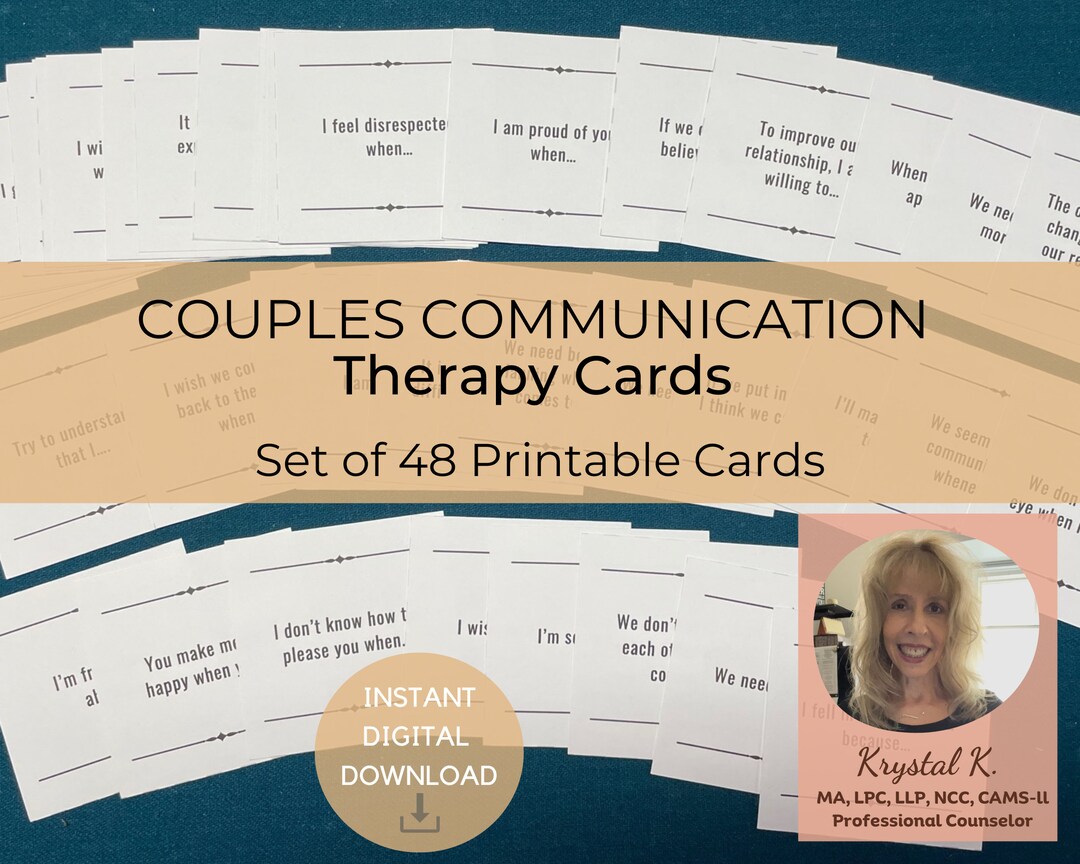 Couples Communication Therapy Cards - Set of 48 Printable Digital Cards ...