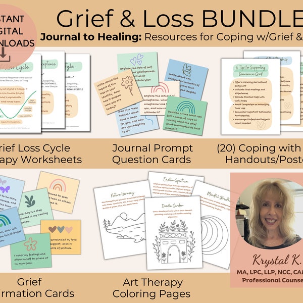 Grief Journalling Prompts Printable Cards, Mental Health, Mindfulness ...
