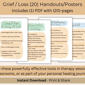 Grief Loss Healing Journey - 20 Printable Therapy Counseling Tools 20 ...