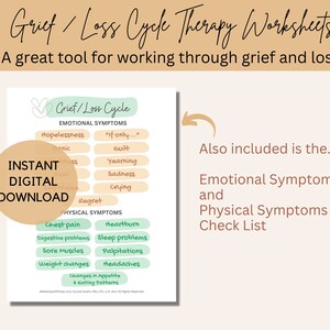 Grief Loss Cycle Therapy Worksheets Printable 11-pages PDF - Etsy