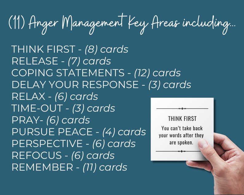 Anger Management Coping Skills Therapy Cards for Adults, Teens & Kids ...