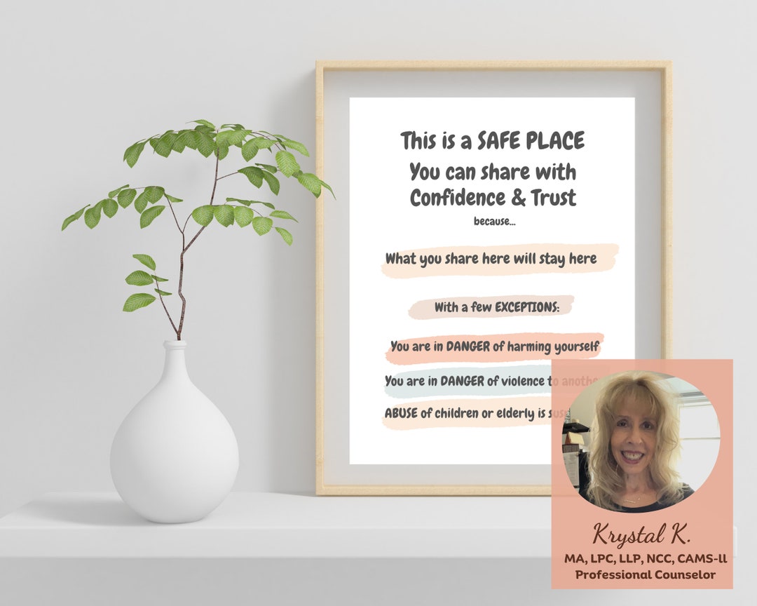 What You Say in Here Confidentiality Safe Place Poster, Therapist ...