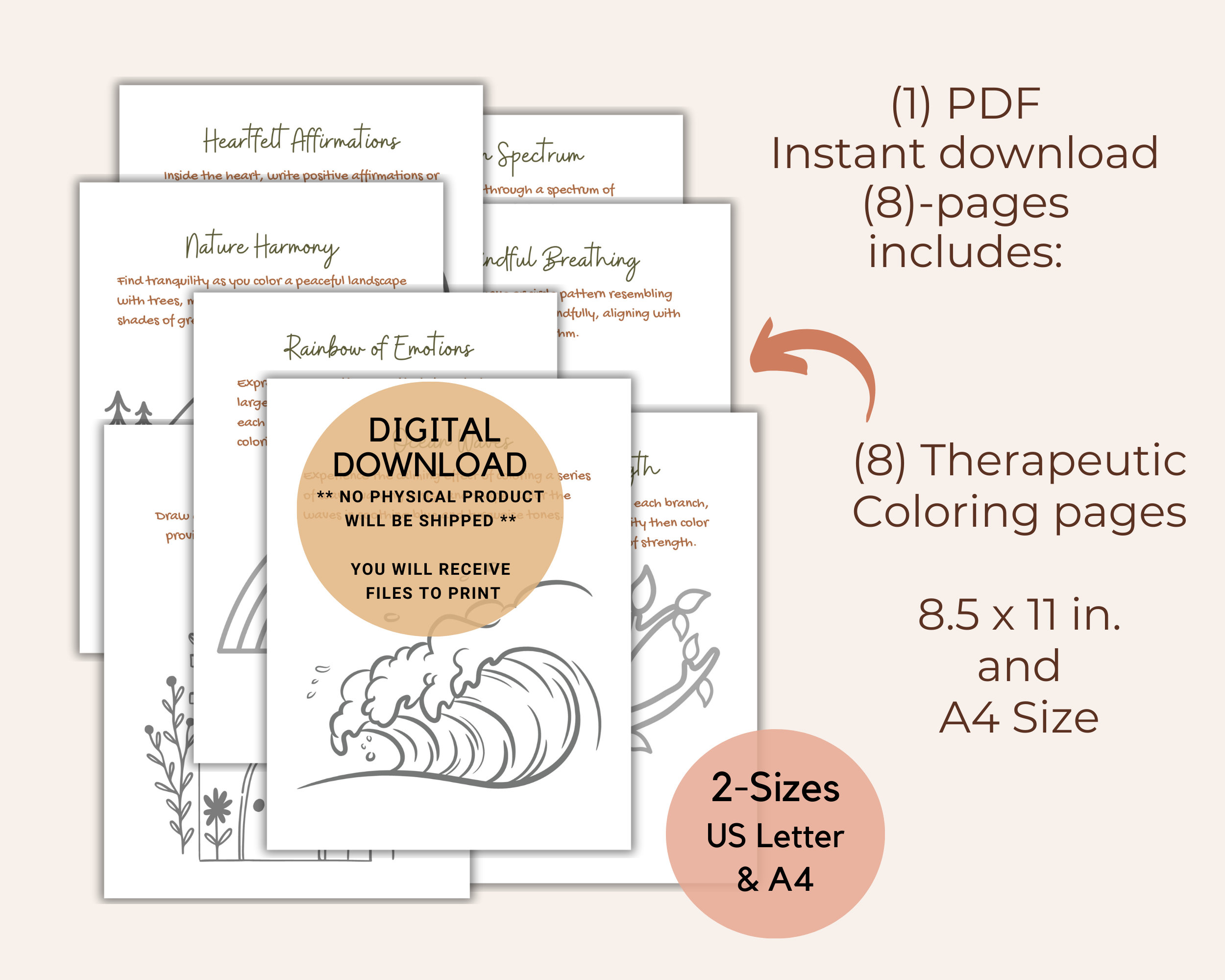 Art Therapy Coloring Pages for Grief and Loss, Mental Health, Self Care ...