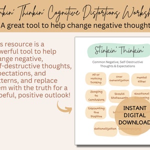 Stinkin' Thinkin' Cognitive Distortions Therapy Worksheets Printable 13 ...