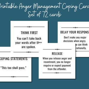 Anger Management Coping Skills Therapy Cards for Adults, Teens & Kids ...