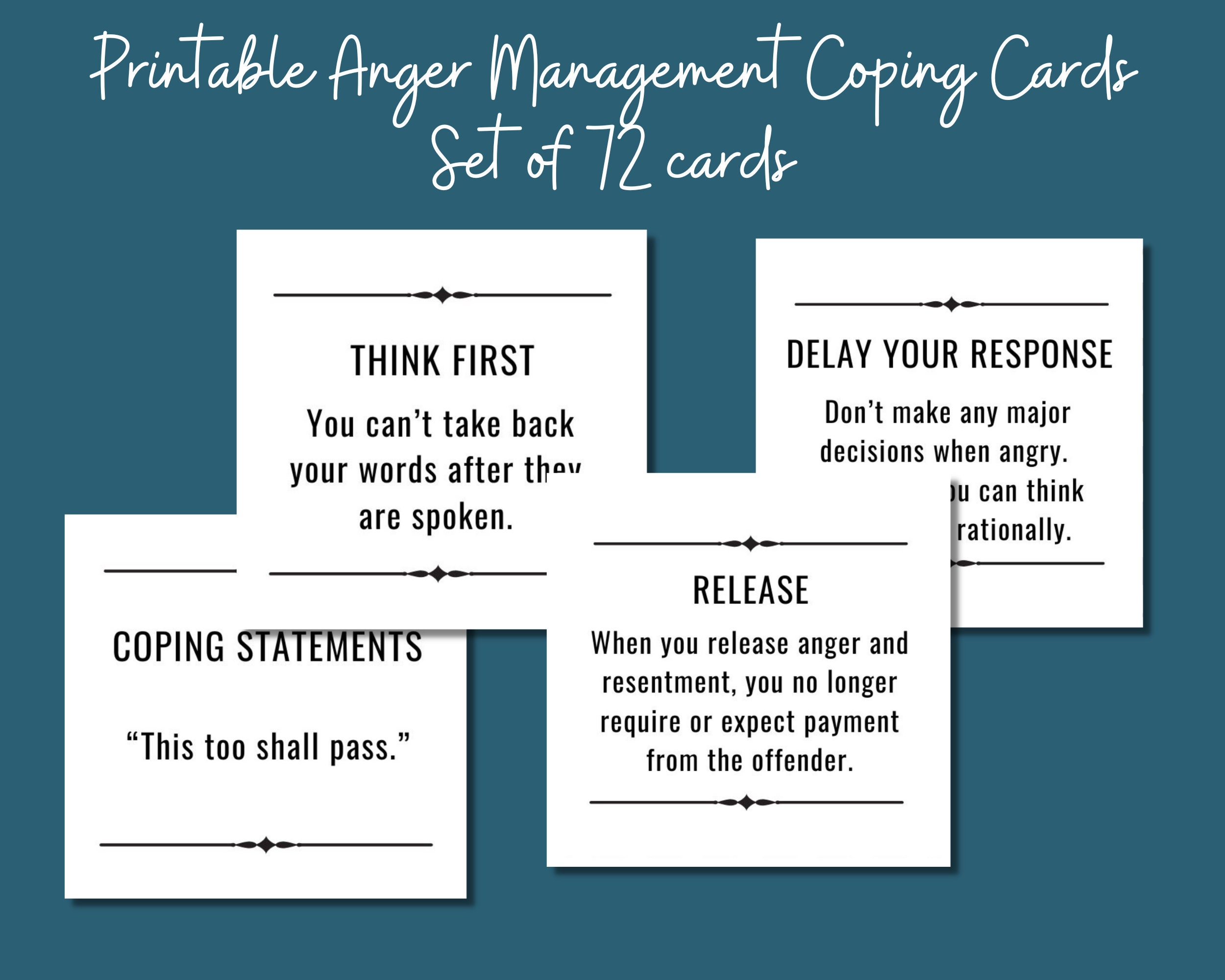 Anger Management Coping Skills Therapy Cards for Adults, Teens & Kids ...