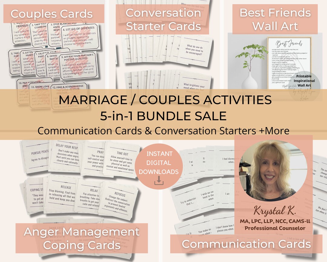 Marriage / Couples Counseling Therapy Activity Bundle - Communication ...