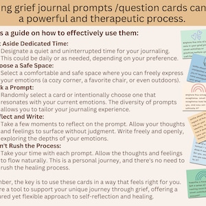 Grief Journalling Prompts Printable Cards, Mental Health, Mindfulness ...