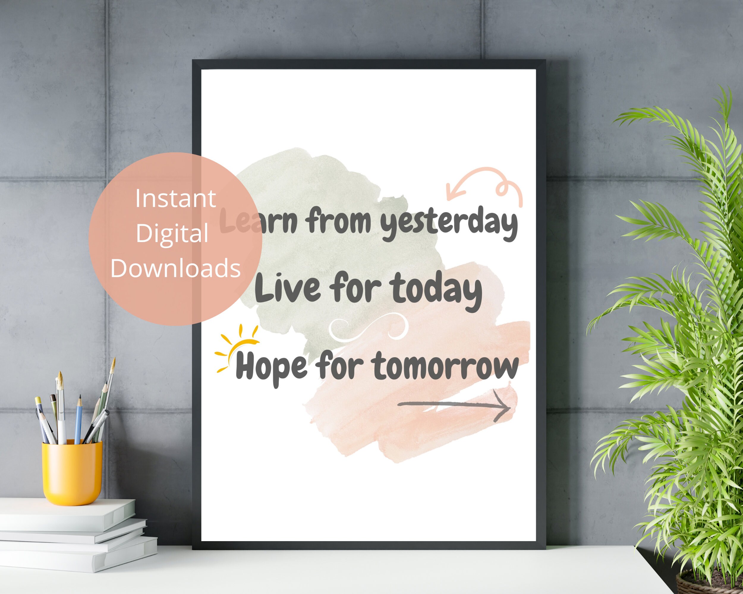 Yesterday Today Tomorrow Printable Office Wall Decor - Etsy