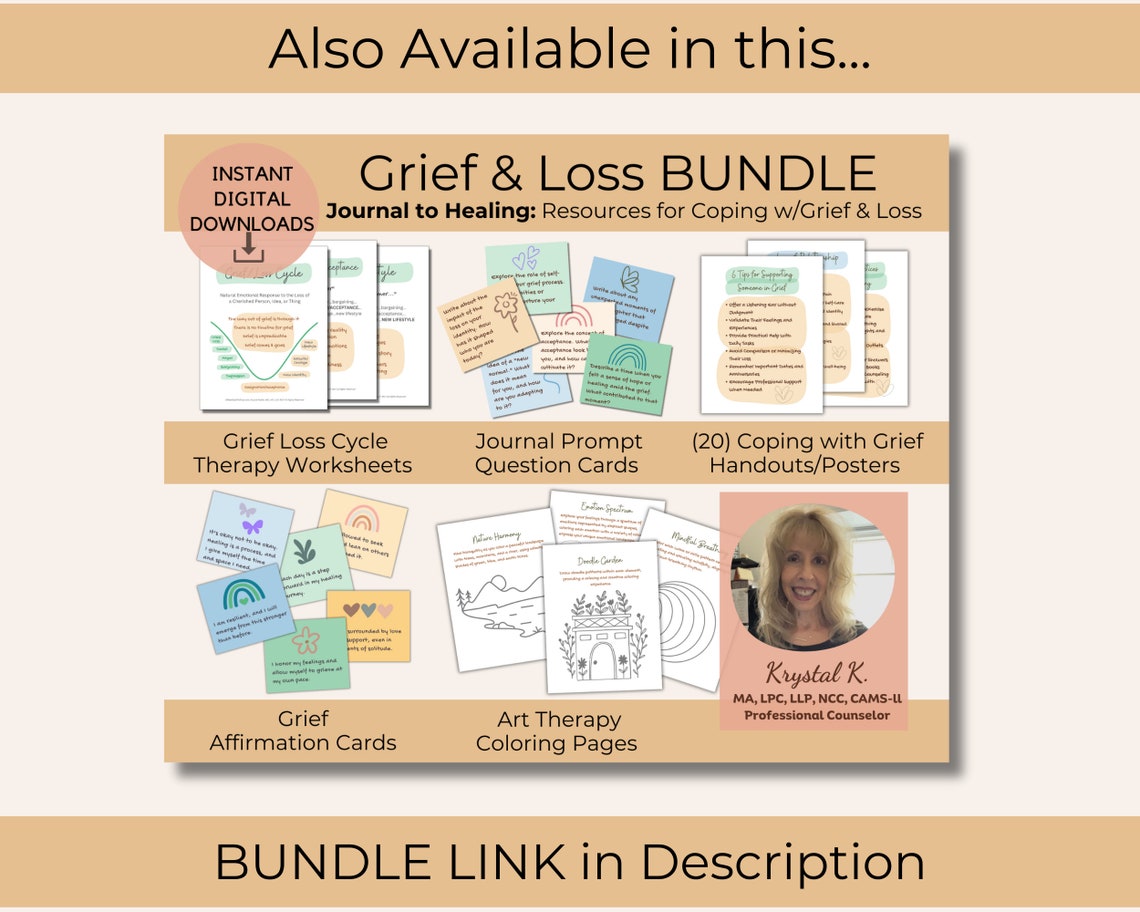 Grief Loss Healing Journey 20 Printable Therapy Counseling Tools 20 ...