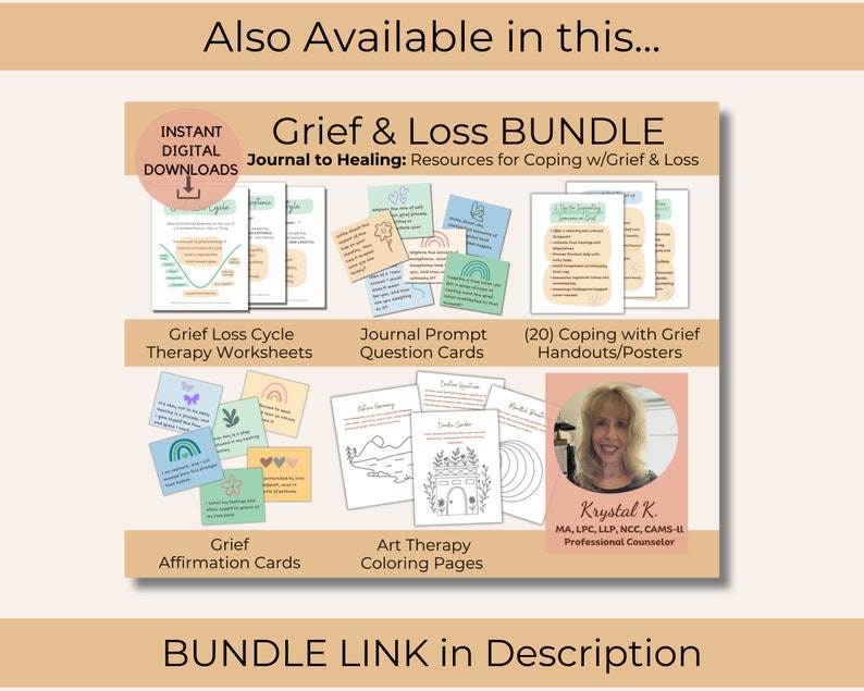 Grief Loss Healing Journey - 20 Printable Therapy Counseling Tools 20 ...