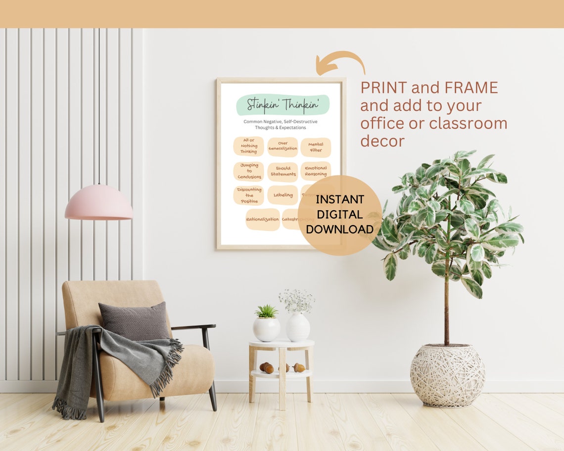 Stinkin' Thinkin' Cognitive Distortions Therapy Worksheets Printable 13 ...