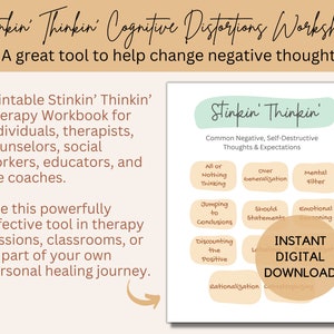 Stinkin' Thinkin' Cognitive Distortions Therapy Worksheets Printable 13 ...