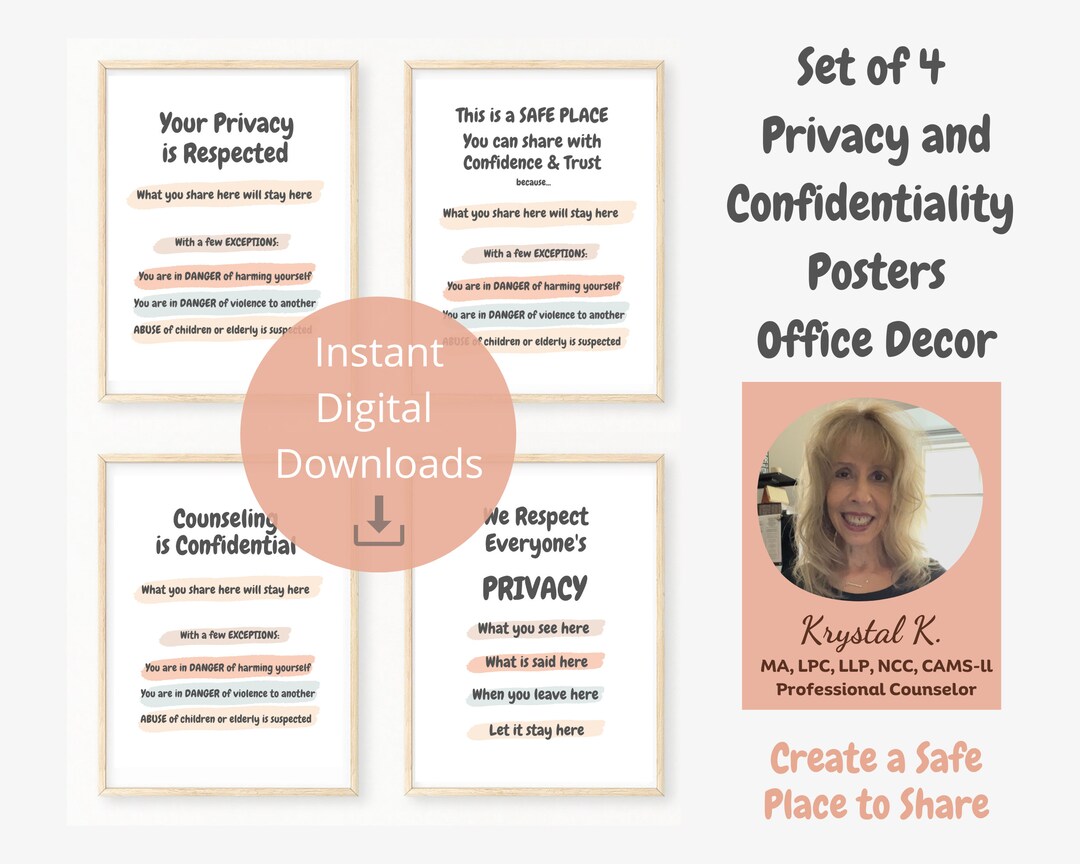 Confidentiality Poster Sign Bundle - School Counselor Therapist Office ...