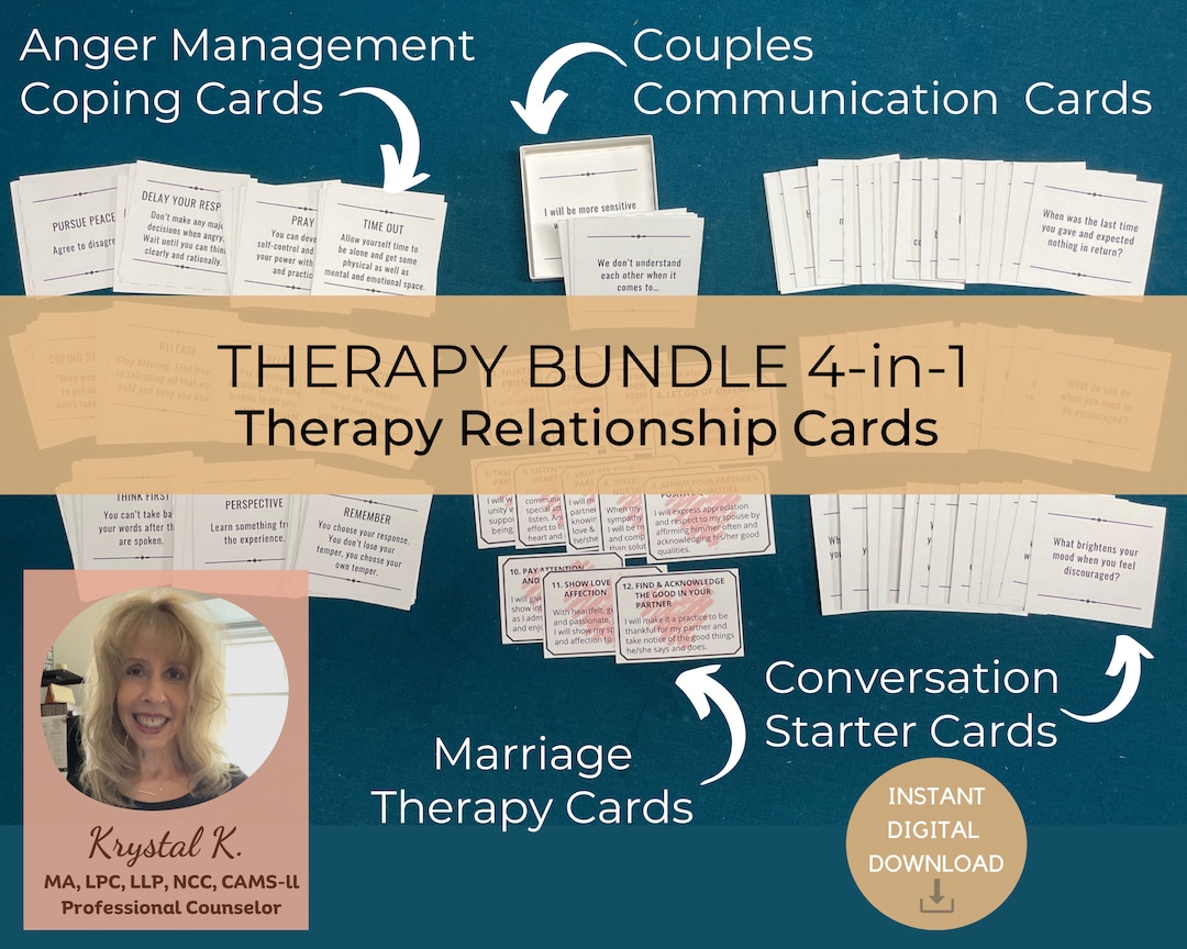 Therapy Relationship Cards Bundle - Couples Communication, Conversation ...