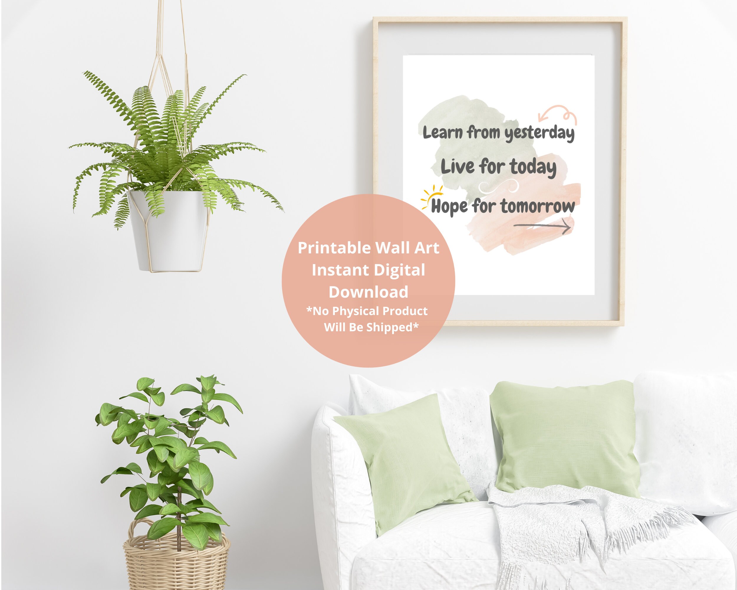 Yesterday Today Tomorrow Printable, Office Wall Decor, Motivational ...