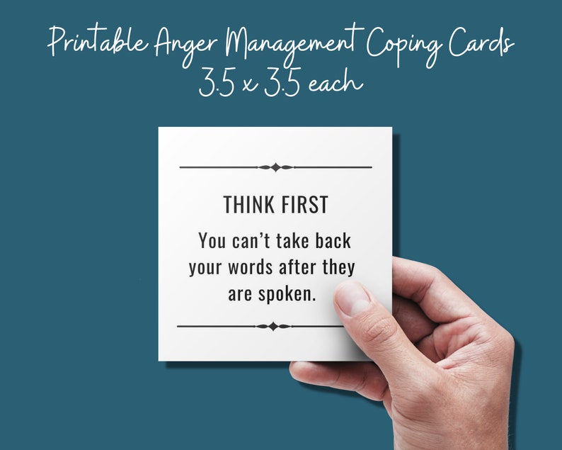Anger Management Coping Skills Therapy Cards for Adults, Teens & Kids ...
