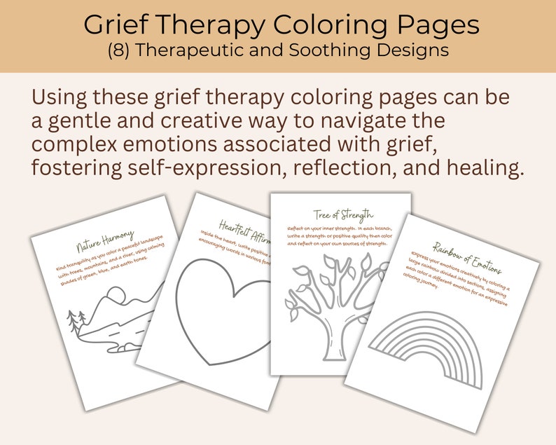 Art Therapy Coloring Pages for Grief and Loss, Mental Health, Self Care ...