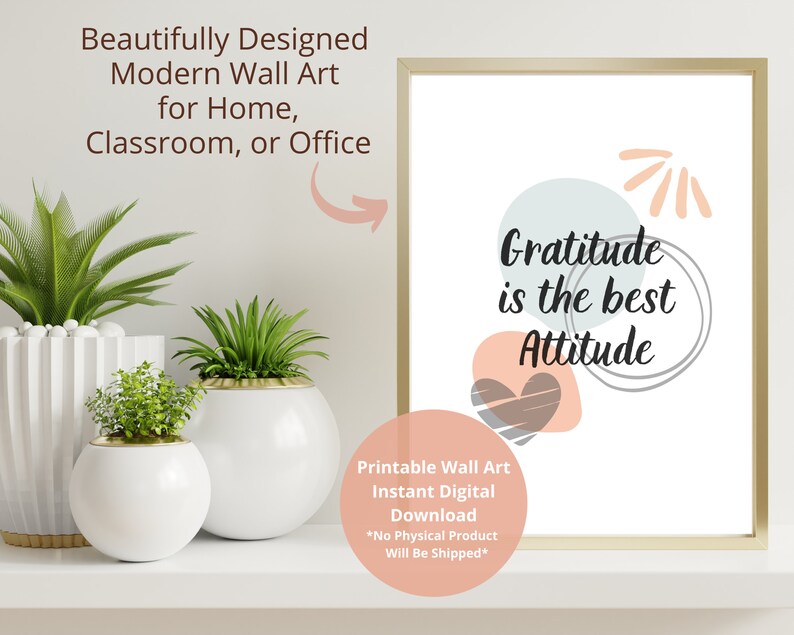 Gratitude Attitude Poster Printable Sign Positive Gratitude - Etsy