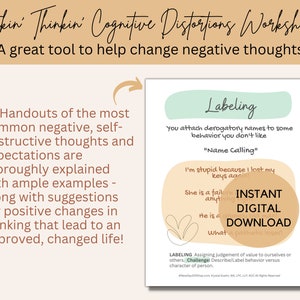 Stinkin' Thinkin' Cognitive Distortions Therapy Worksheets Printable 13 ...
