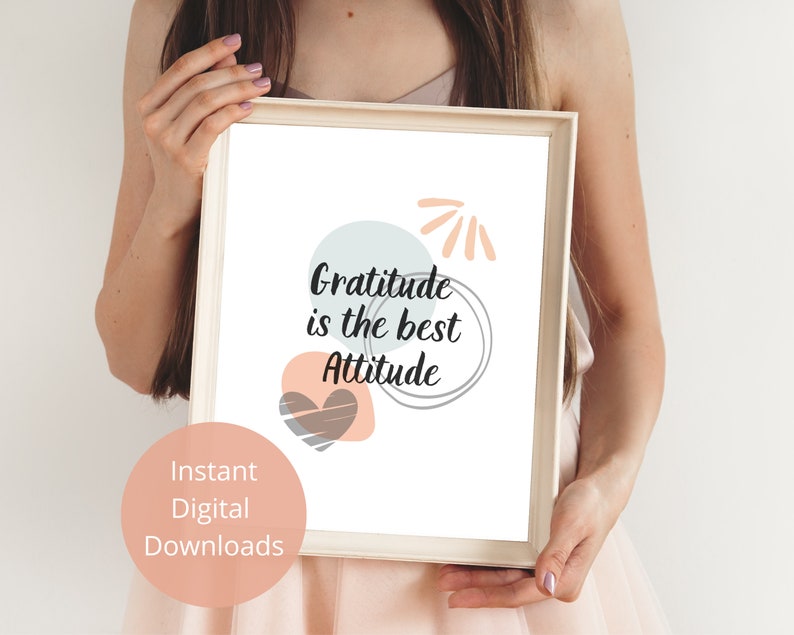 Gratitude Attitude Poster Printable Sign Positive Gratitude - Etsy