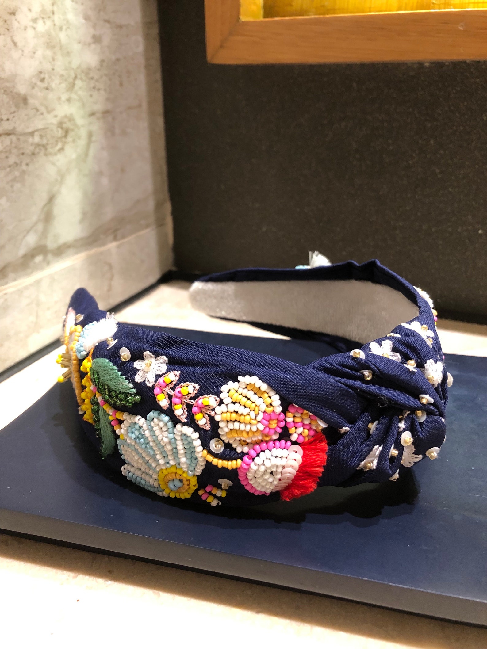 Unique Pretty Wide Knot Hand-sewn Beaded Embroidered Floral Turban ...