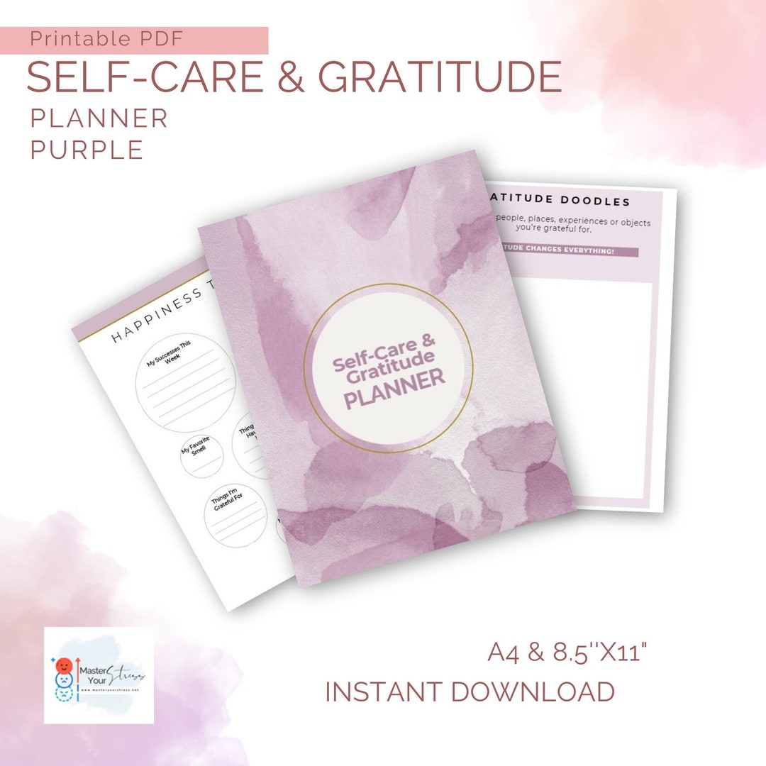 Self-care & Gratitude Printable Planner | Mindfulness Daily Organizer ...