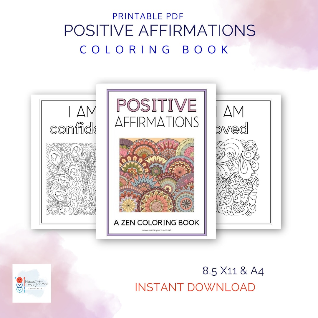 Positive Affirmations Coloring Book - Etsy