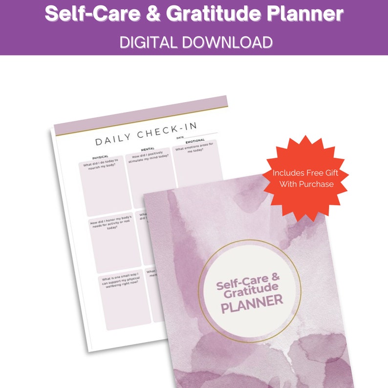 Self-care & Gratitude Printable Planner Mindfulness Daily Organizer ...
