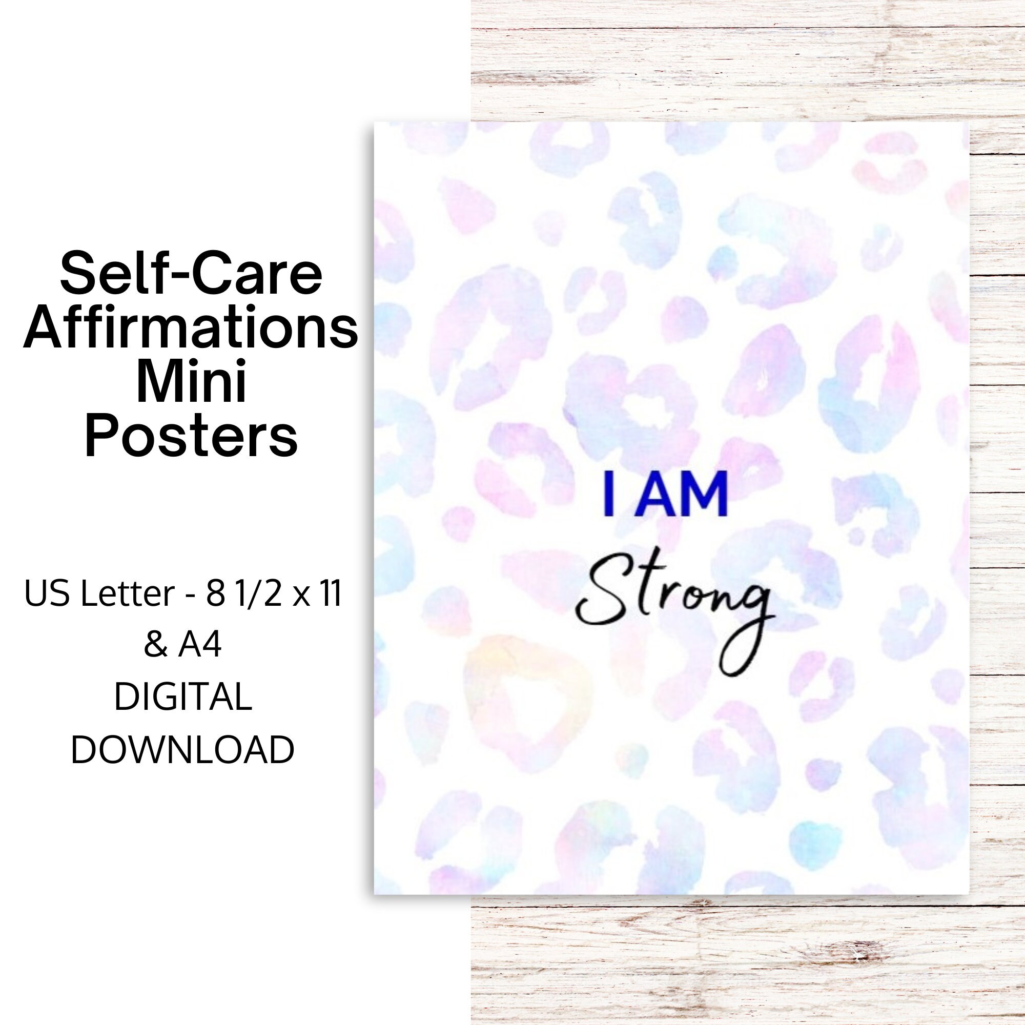 Self-care Positive Affirmations Colorful Leopard Mini-poster Set - Etsy
