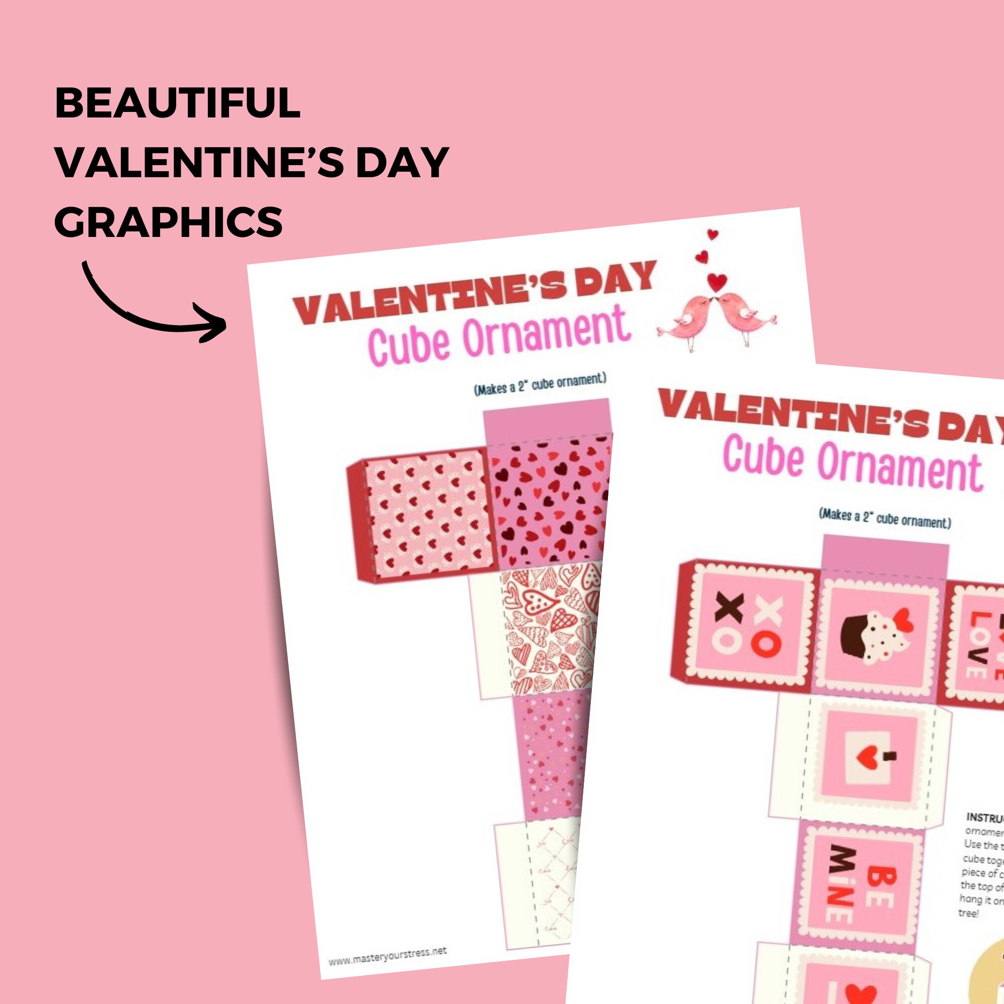 Printable Valentine's Day Ornament Cube: Kids Craft Activity (digital ...