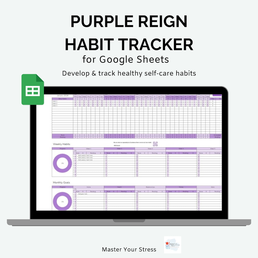 Purple Reign Habit Tracker: Daily & Weekly Planner (google Sheets) - Etsy