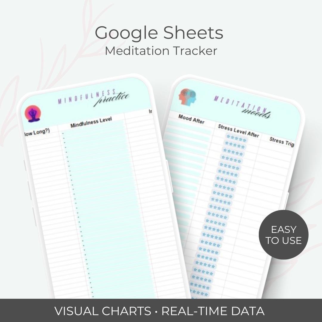 Meditation Tracker Spreadsheet | Mindfulness & Mental Health Tracker ...