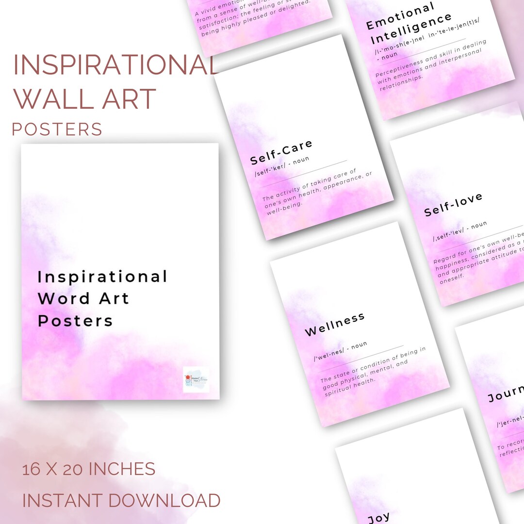 Inspirational Definitions Mini Poster Set | Motivational Wall Art ...