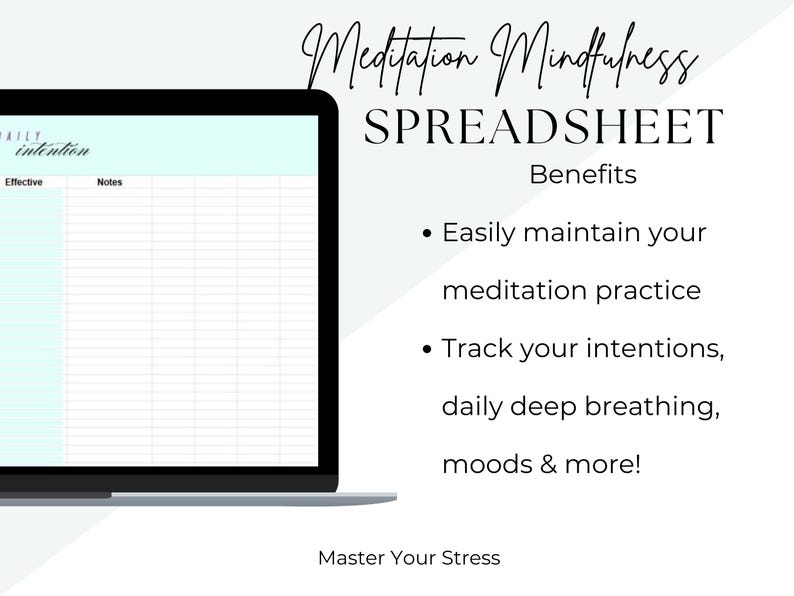 Meditation Tracker Spreadsheet | Mindfulness & Mental Health Tracker ...