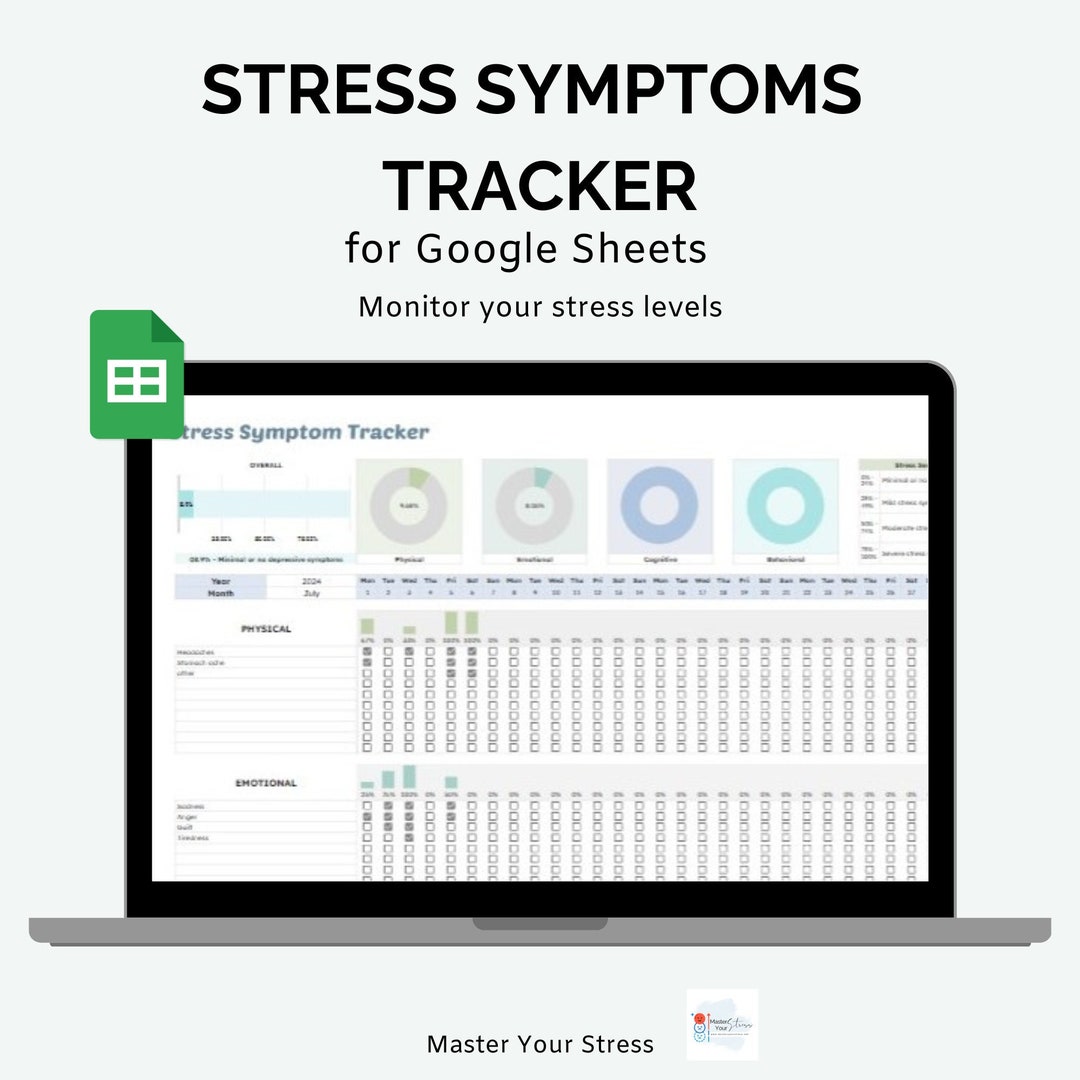 Stress Tracker Spreadsheet | Symptoms, Triggers, Mood Monitor (google ...