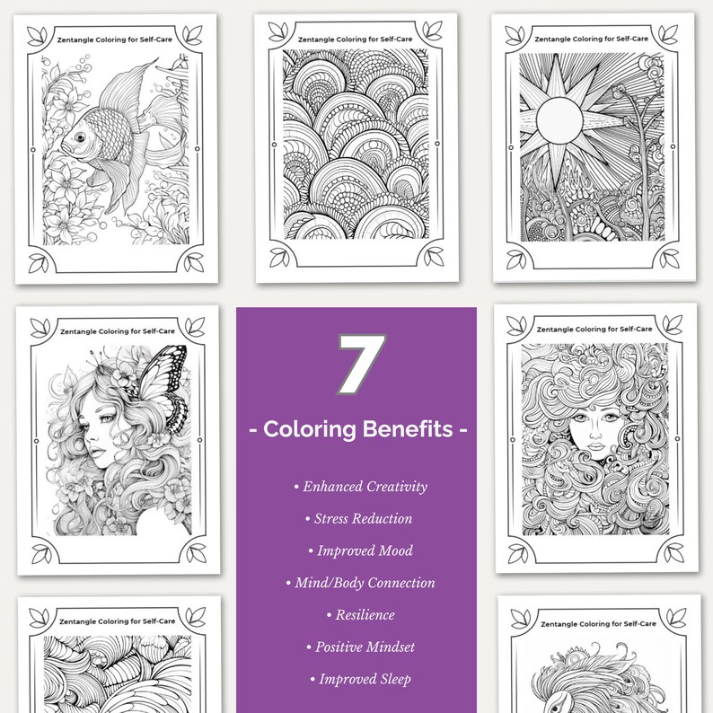 Zentangle Self-care Coloring Book IV Affirming Art Enhances Creativity ...