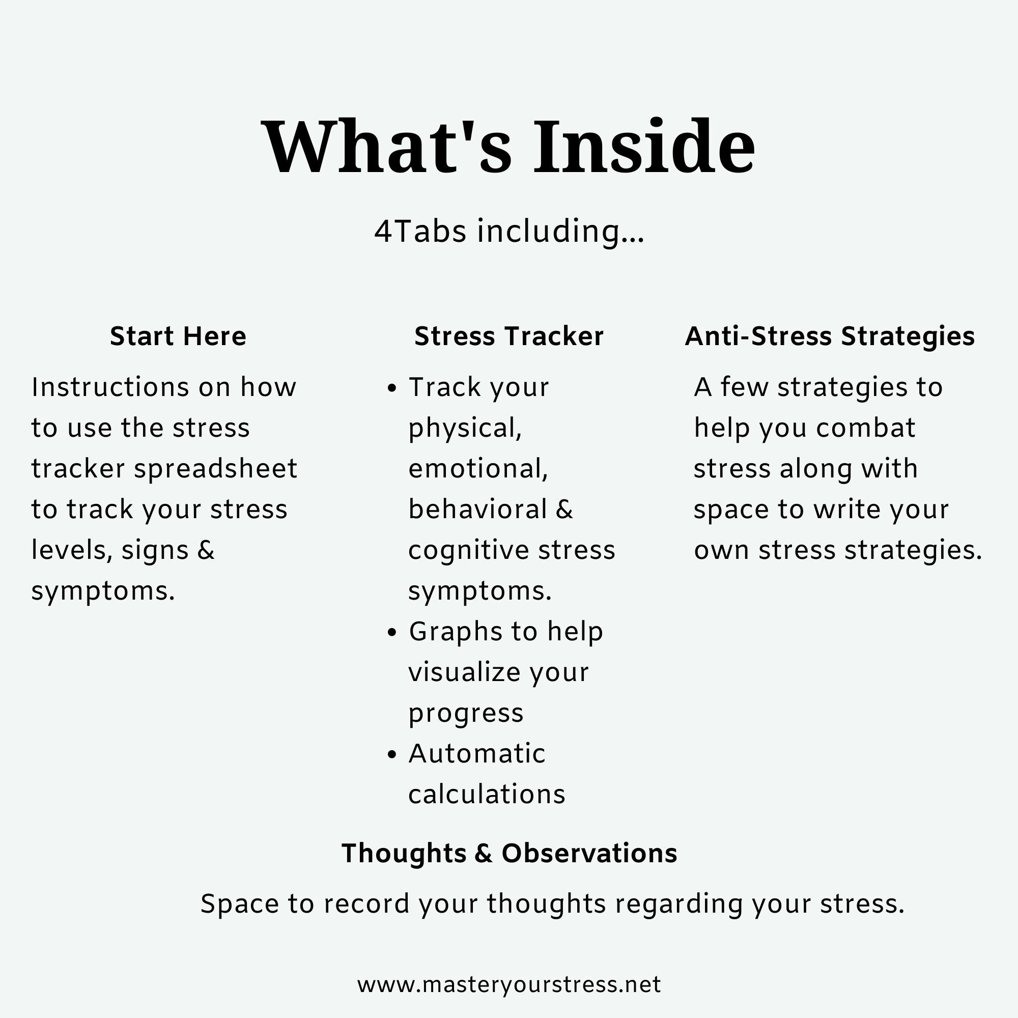 Stress Symptom Tracker Spreadsheet: Women's Stress Management (digital ...