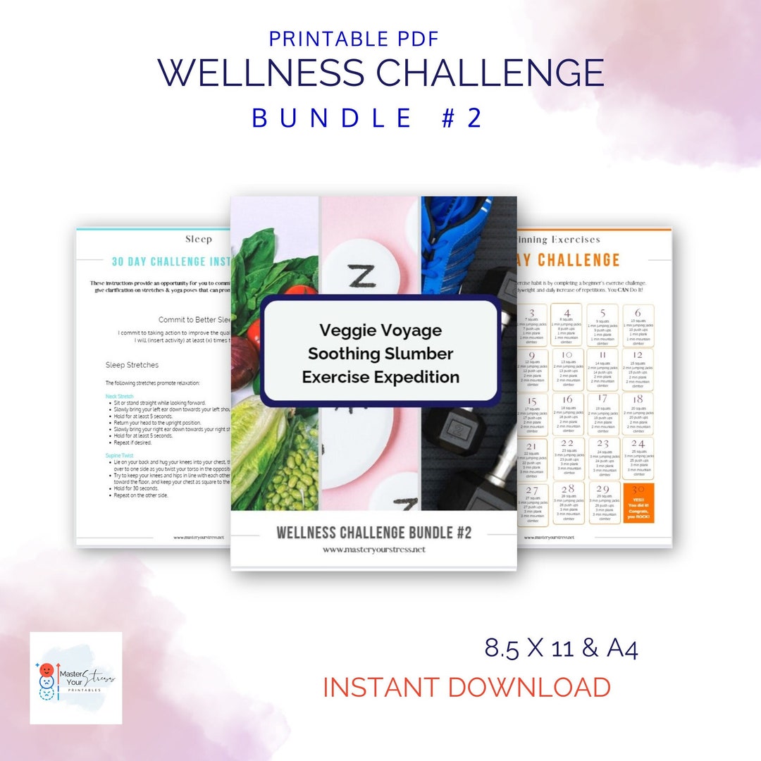 30 Day Wellness Challenge Bundle - Veggies, Sleep, Exercise - Etsy
