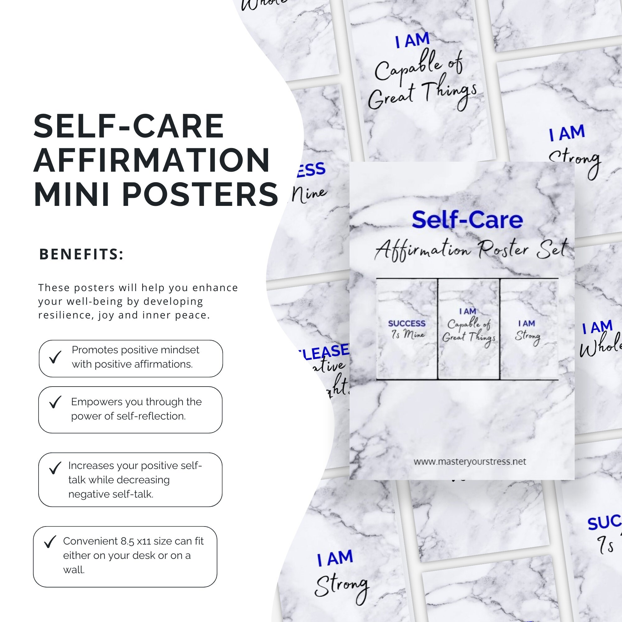 Positive Affirmations Mini Poster Set: Motivational Decor (digital ...