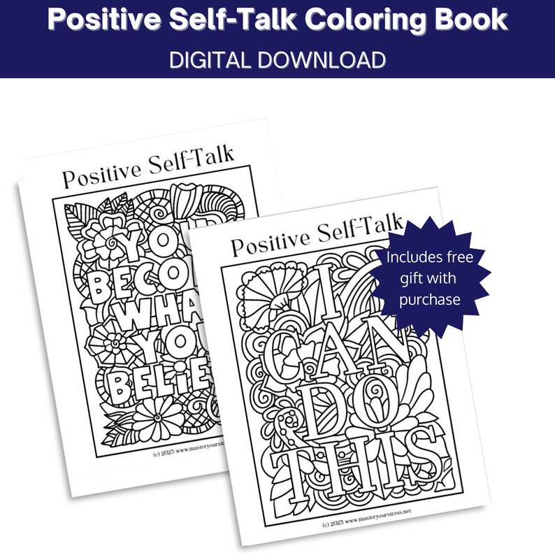 Positive Self-talk Coloring Book: Affirming Floral Art (PDF) - Etsy