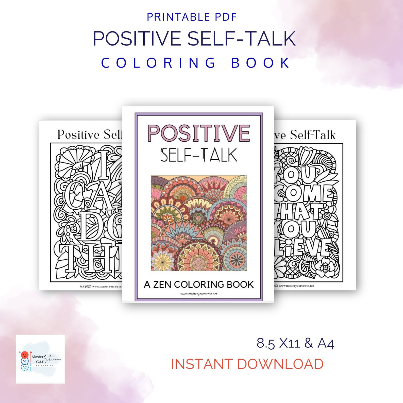 Positive Self-talk Coloring Book: Affirming Floral Art (PDF) - Etsy