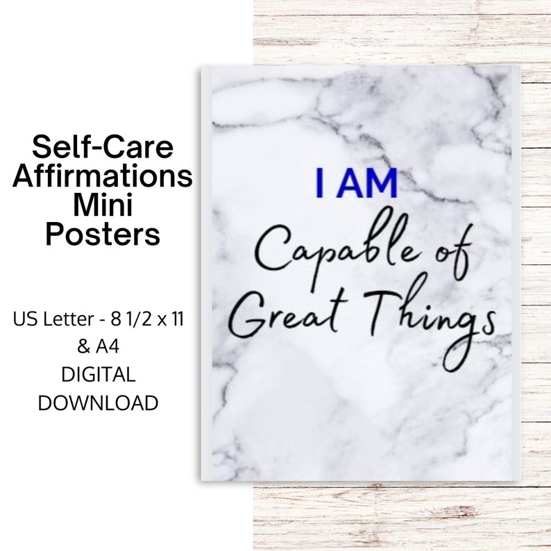 Positive Affirmations Mini Poster Set: Motivational Decor (digital ...